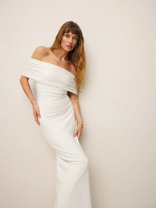 Reformation Josefina Knit Midi Dress In Fior Di Latte - 50% Off |  Editorialist
