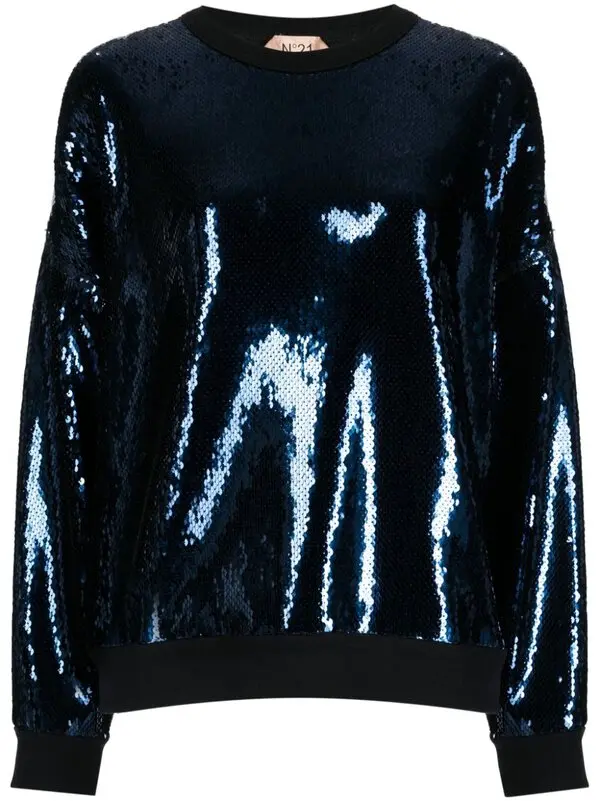 N°21 Sequin Crew-neck Sweatshirt - Blue