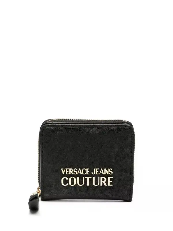 Versace Logo-plaque Textured Wallet - Black