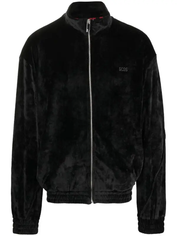 Gcds Logo-embroidered Velvet Bomber Jacket