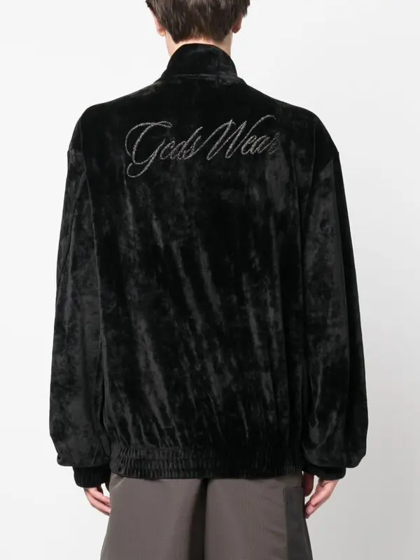 Gcds Logo-embroidered Velvet Bomber Jacket