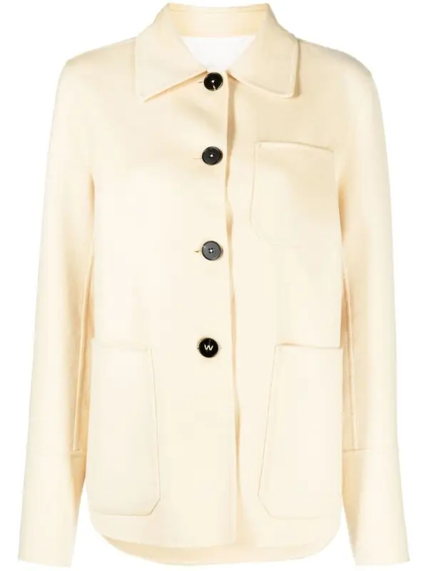 JIL SANDER Buttoned-up Cashmere Shirt Jacket - Yellow