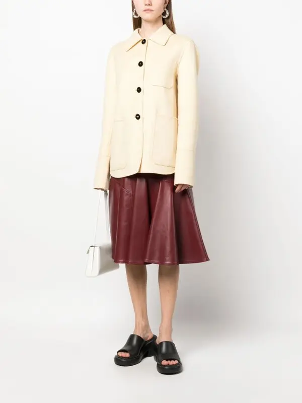JIL SANDER Buttoned-up Cashmere Shirt Jacket - Yellow