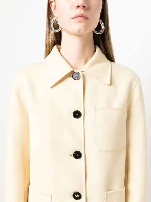 JIL SANDER Buttoned-up Cashmere Shirt Jacket - Yellow