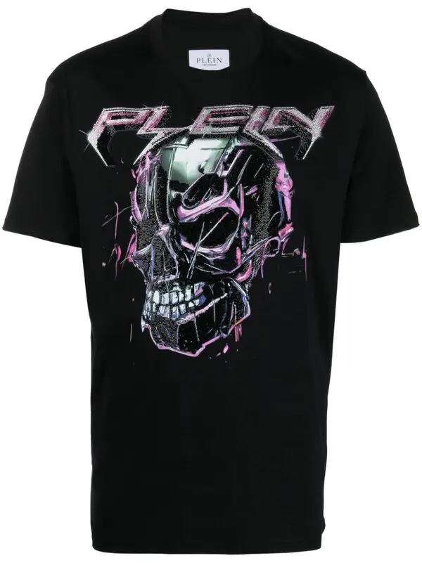 Philipp Plein Embellished-logo Detail T-shirt - Black