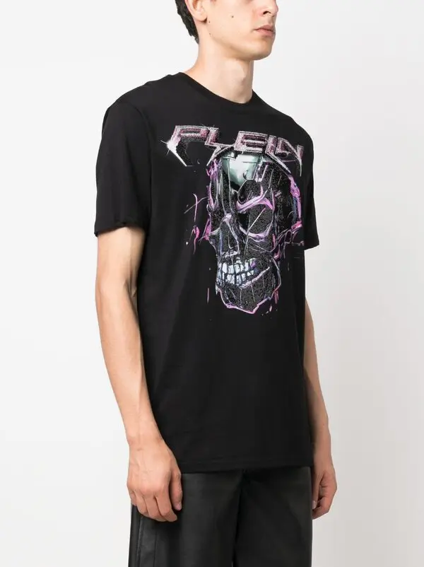 Philipp Plein Embellished-logo Detail T-shirt - Black