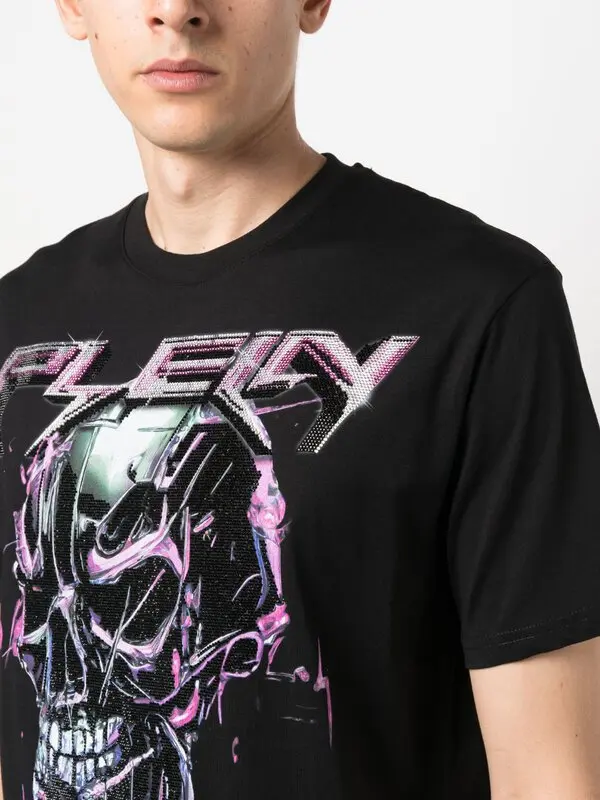 Philipp Plein Embellished-logo Detail T-shirt - Black