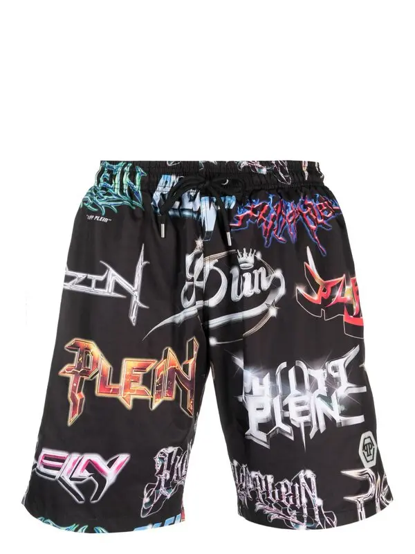 Philipp Plein Logos Logo-print Swim Shorts - Black