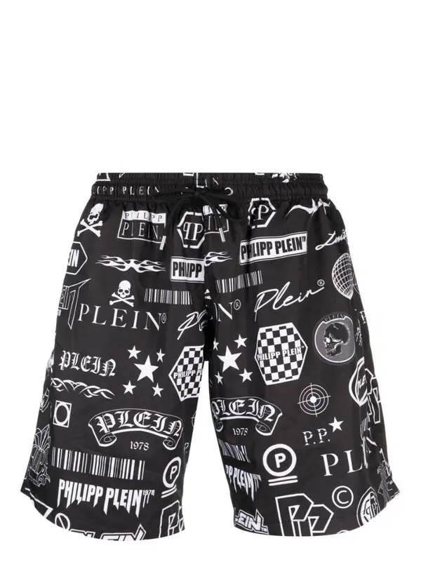 Philipp Plein Logos Logo-print Swim Shorts - Black