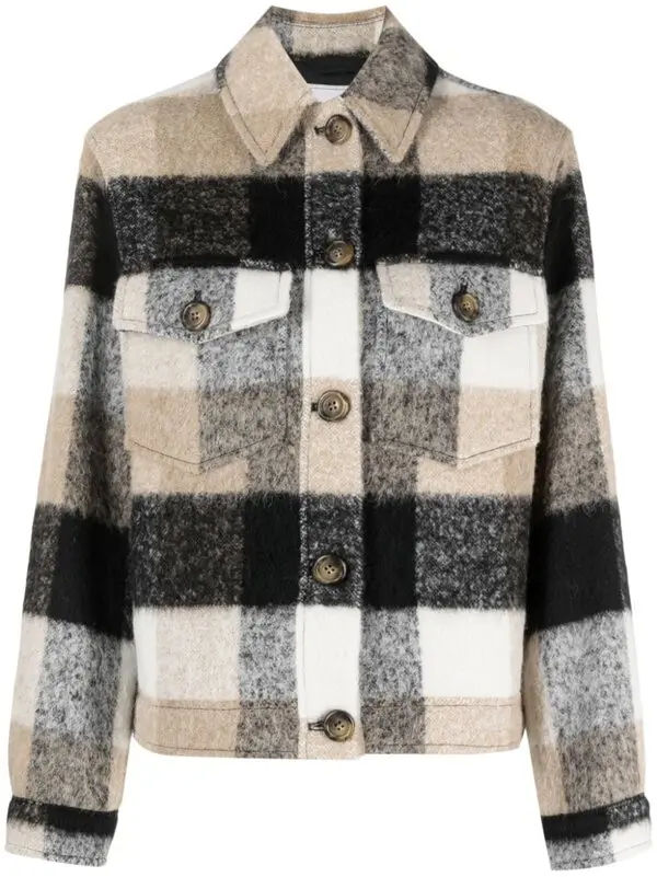 Woolrich Fringed Checked Shirt Jacket