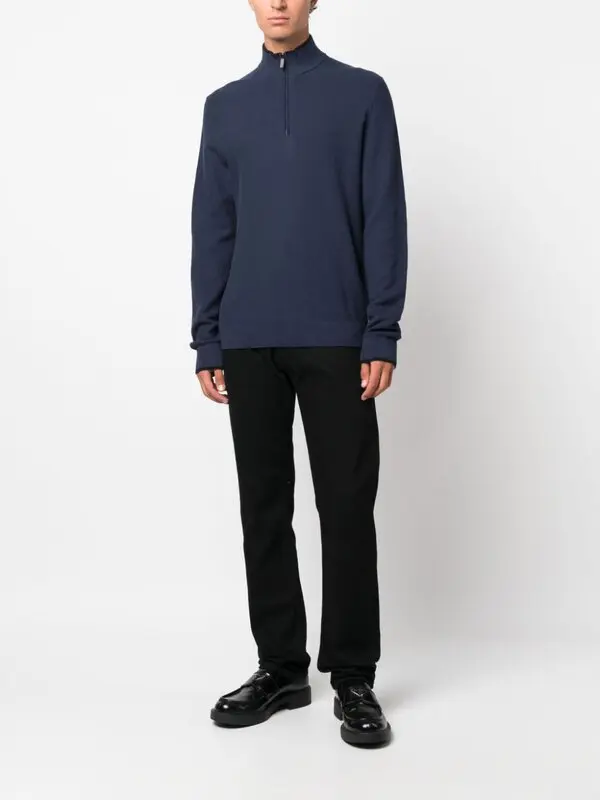 Michael Kors Half-zip Textured Cotton Jumper
