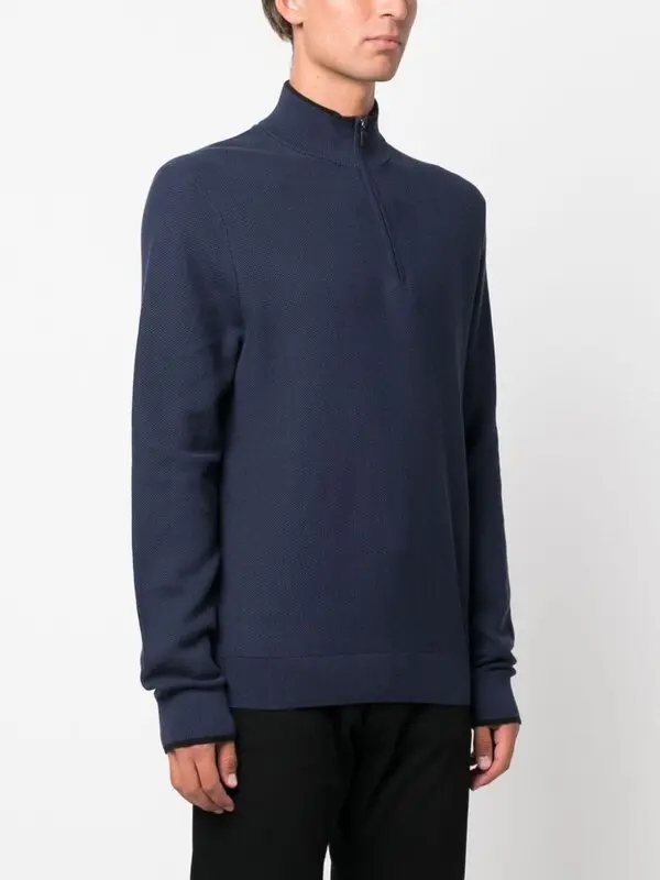 Michael Kors Half-zip Textured Cotton Jumper
