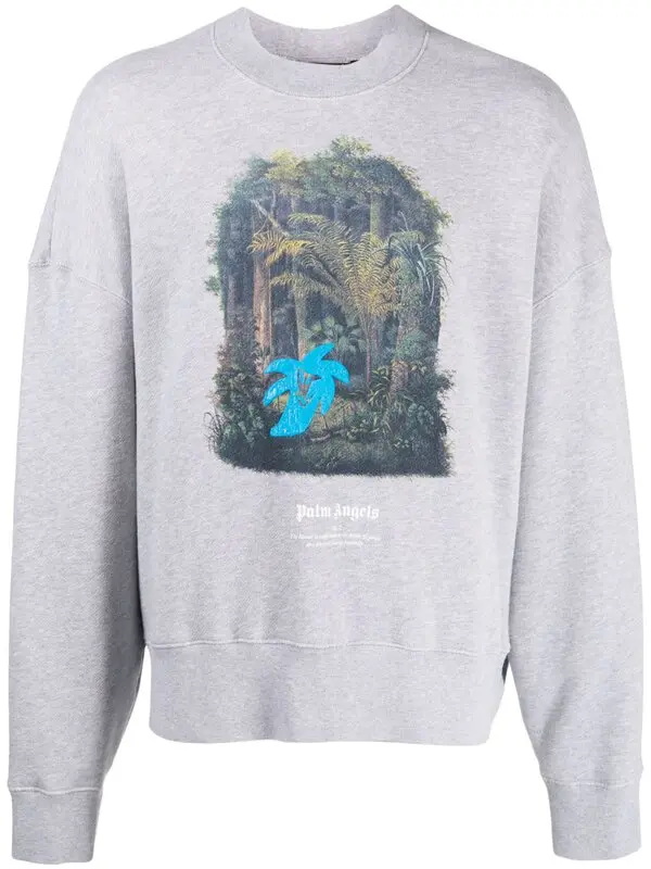 Palm Angels Graphic-print Cotton Sweatshirt - Grey