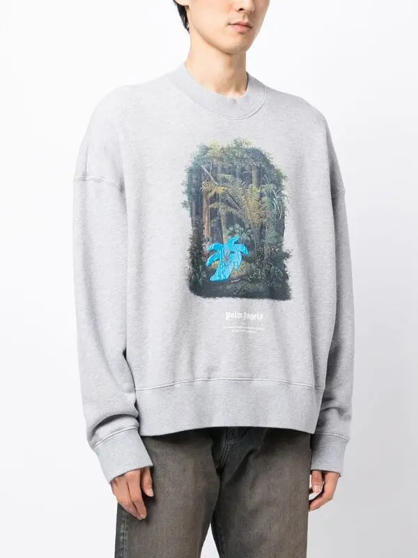 Palm Angels Graphic-print Cotton Sweatshirt - Grey
