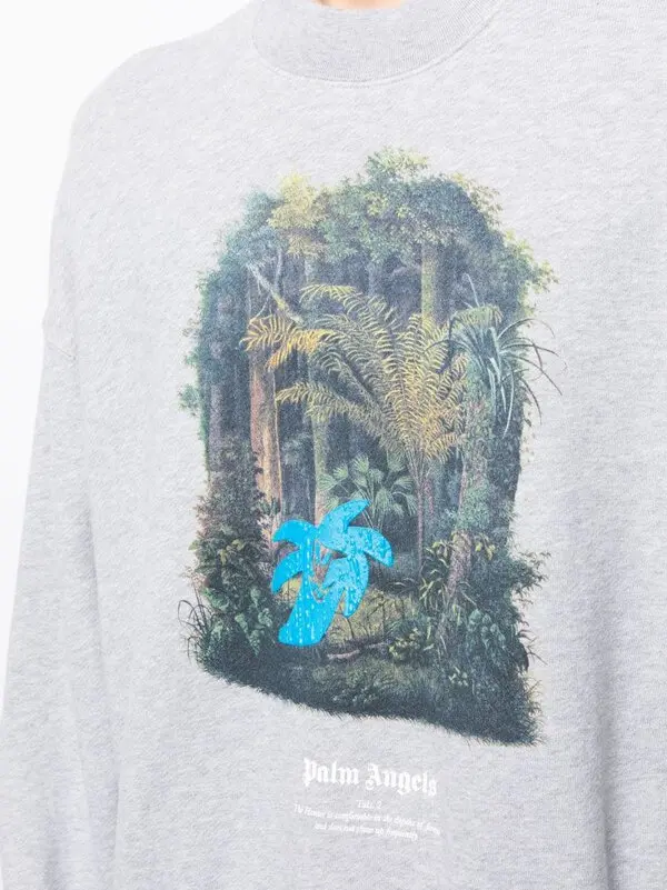 Palm Angels Graphic-print Cotton Sweatshirt - Grey
