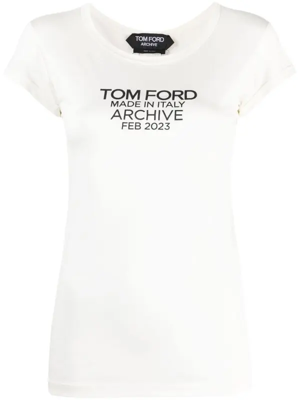 TOM FORD Logo-print Silk T-shirt - White