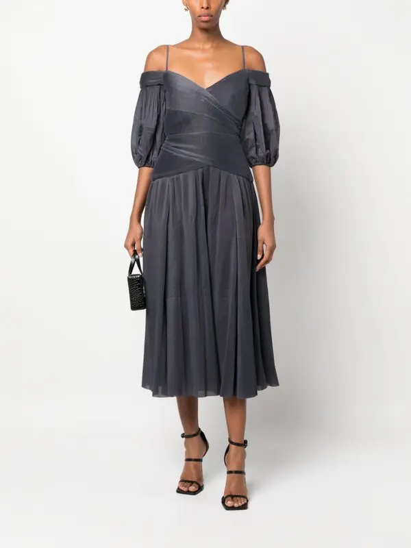 Zimmermann Off-shoulder Pleated Midi Dress