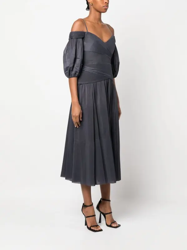 Zimmermann Off-shoulder Pleated Midi Dress