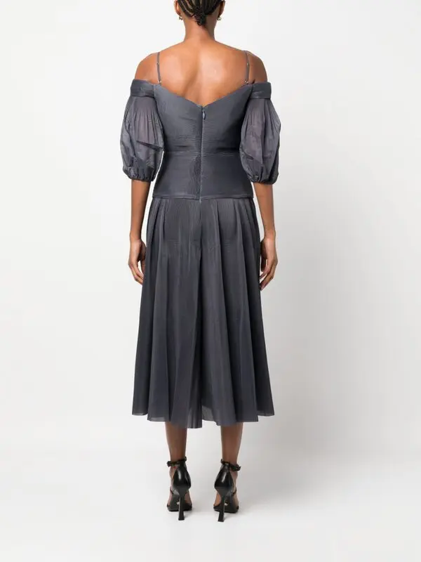 Zimmermann Off-shoulder Pleated Midi Dress