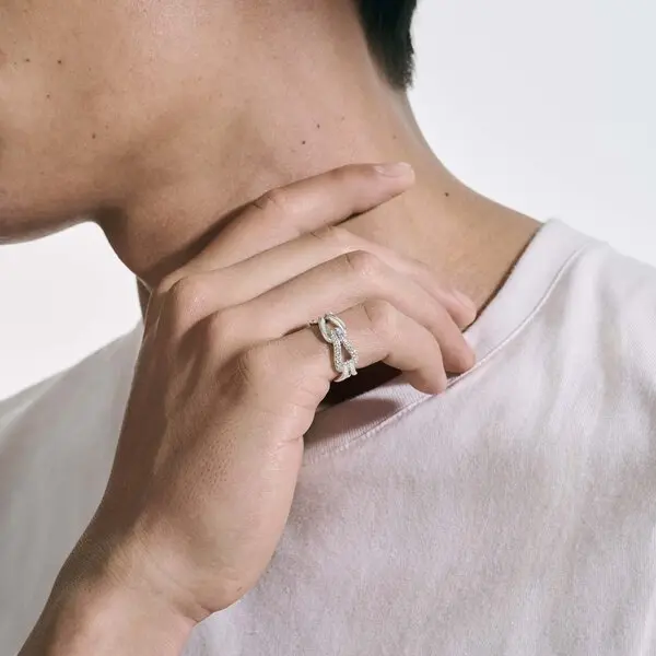 John Hardy Surf Link Ring With Diamonds