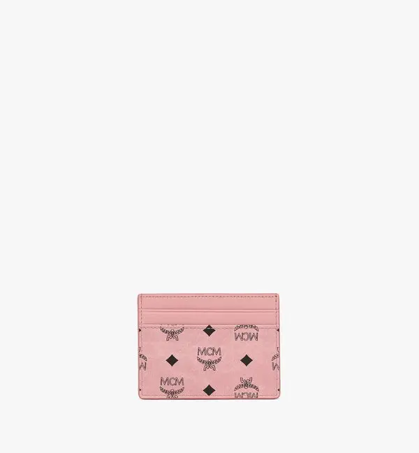 Mcm Aren Card Case In Visetos - Soft Pink
