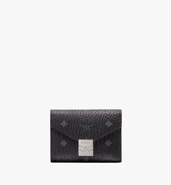 Mcm Tracy Three-fold Wallet In Visetos - Black