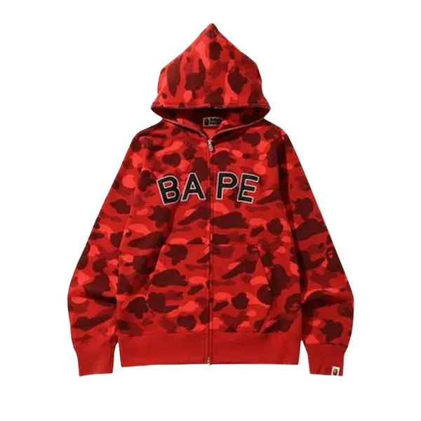 A BATHING APE Color Camo Full Zip Hoodie - Red