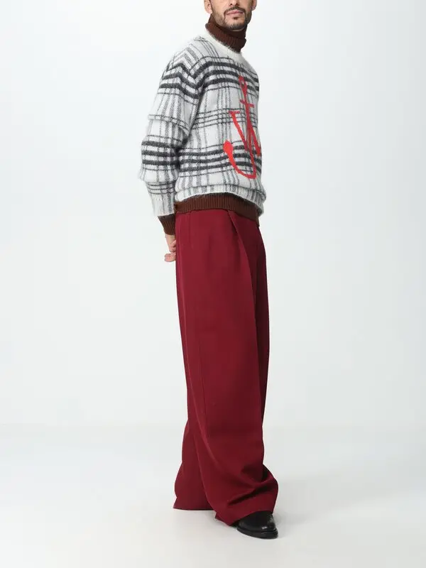 JW Anderson Plaid Knit Sweater With Anchor Logo - White