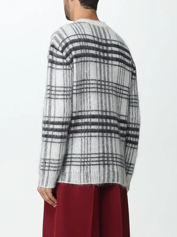 JW Anderson Plaid Knit Sweater With Anchor Logo - White