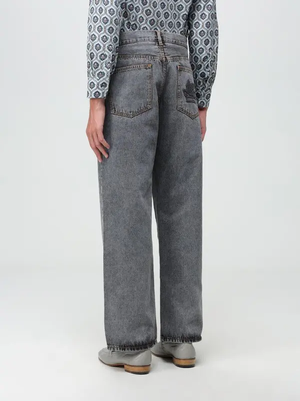 Etro Embroidered Logo Denim Jeans - Grey