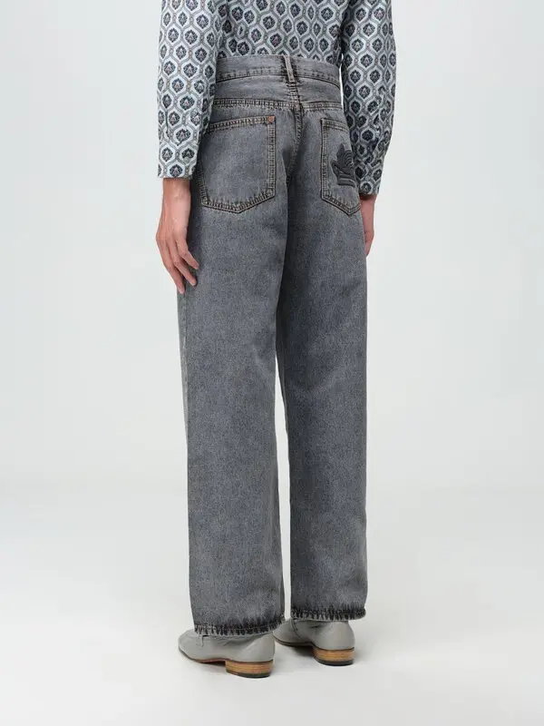 Etro Embroidered Logo Denim Jeans - Grey