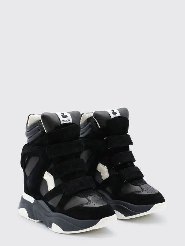 Isabel Marant Étoile Balskee High-top Wedge Sneakers In Leather And Suede - Black