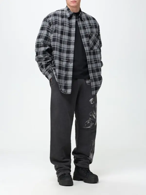 Off-White Overshirt In Checkered Cotton - Black