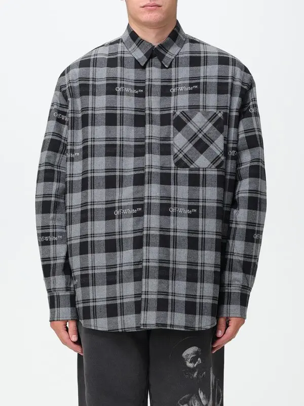 Off-White Overshirt In Checkered Cotton - Black