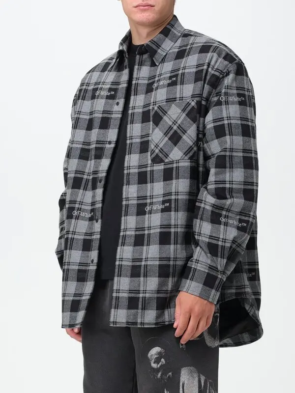 Off-White Overshirt In Checkered Cotton - Black