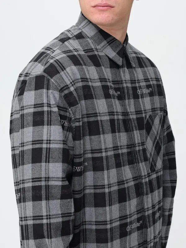 Off-White Overshirt In Checkered Cotton - Black