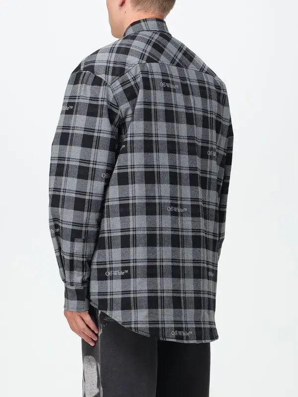 Off-White Overshirt In Checkered Cotton - Black