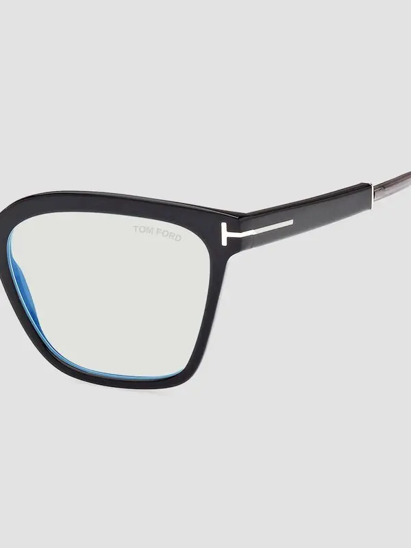 TOM FORD 56mm Square Blue Block Glasses - Black