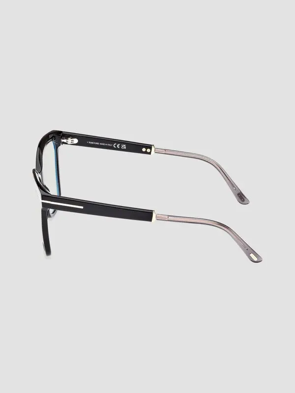 TOM FORD 56mm Square Blue Block Glasses - Black