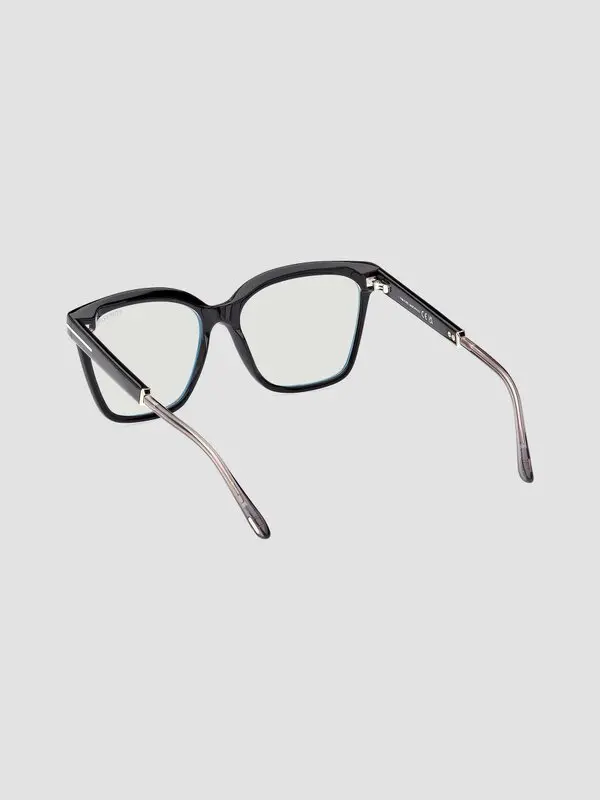 TOM FORD 56mm Square Blue Block Glasses - Black
