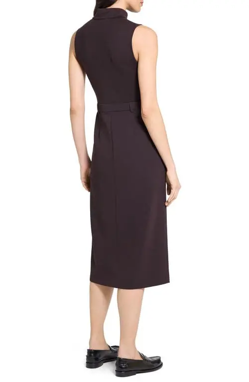 Theory Sleeveless Turtleneck Midi Dress - Dark Cacao