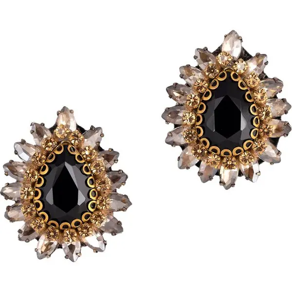 Deepa Gurnani Leesha Crystal Stud Earrings - Black