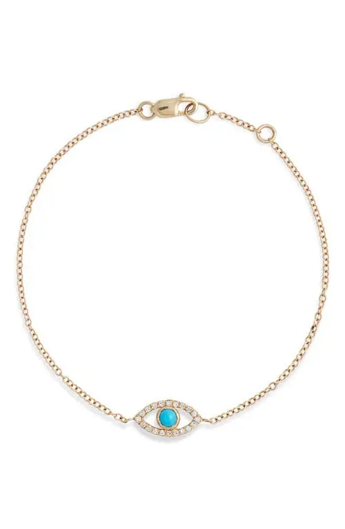 Anzie Evil Eye Turquoise & Diamond Bracelet - Gold
