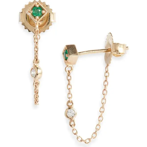 Anzie Cléo Emerald & Diamond Earrings - Green/ Gold