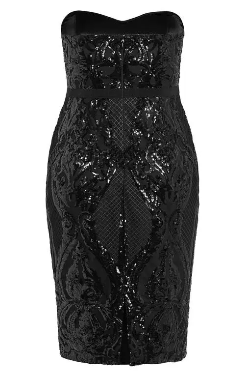 City Chic Sofia Sequin Sheath Cocktail Dress - Black