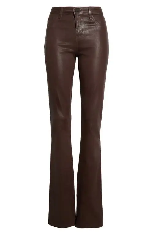 L'Agence Ruth Coated High-waist Straight-leg Jeans - Dark Java Coated