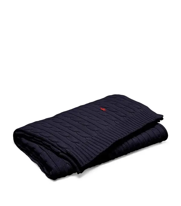 Ralph Lauren Cable-knit Throw - Navy