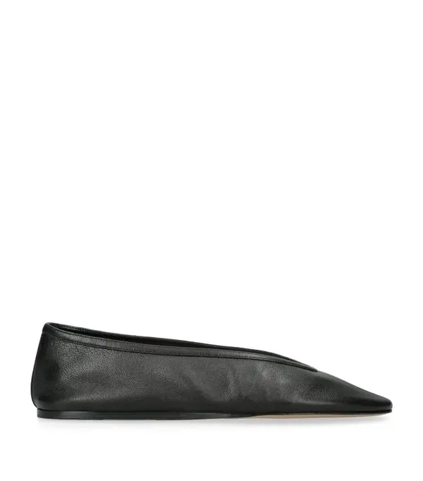 Le Monde Beryl Leather Ballet Flats - Black