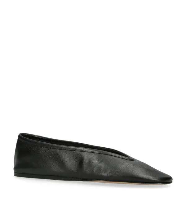 Le Monde Beryl Leather Ballet Flats - Black