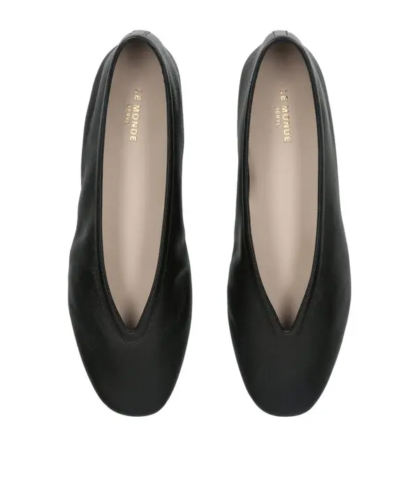 Le Monde Beryl Leather Ballet Flats - Black